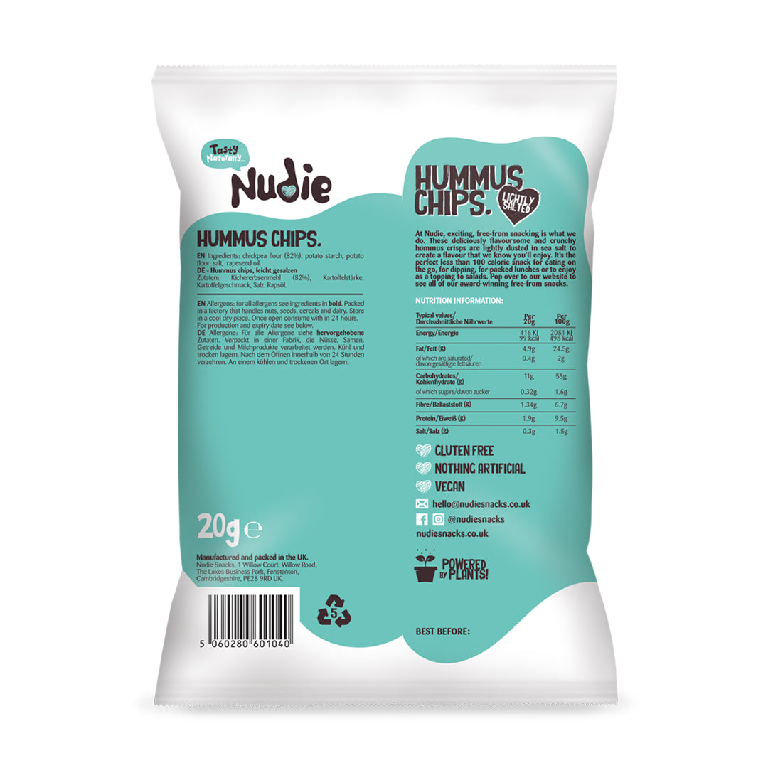 Nudie Snacks Hummus Chips Lightly Salted - Vegan Snacks