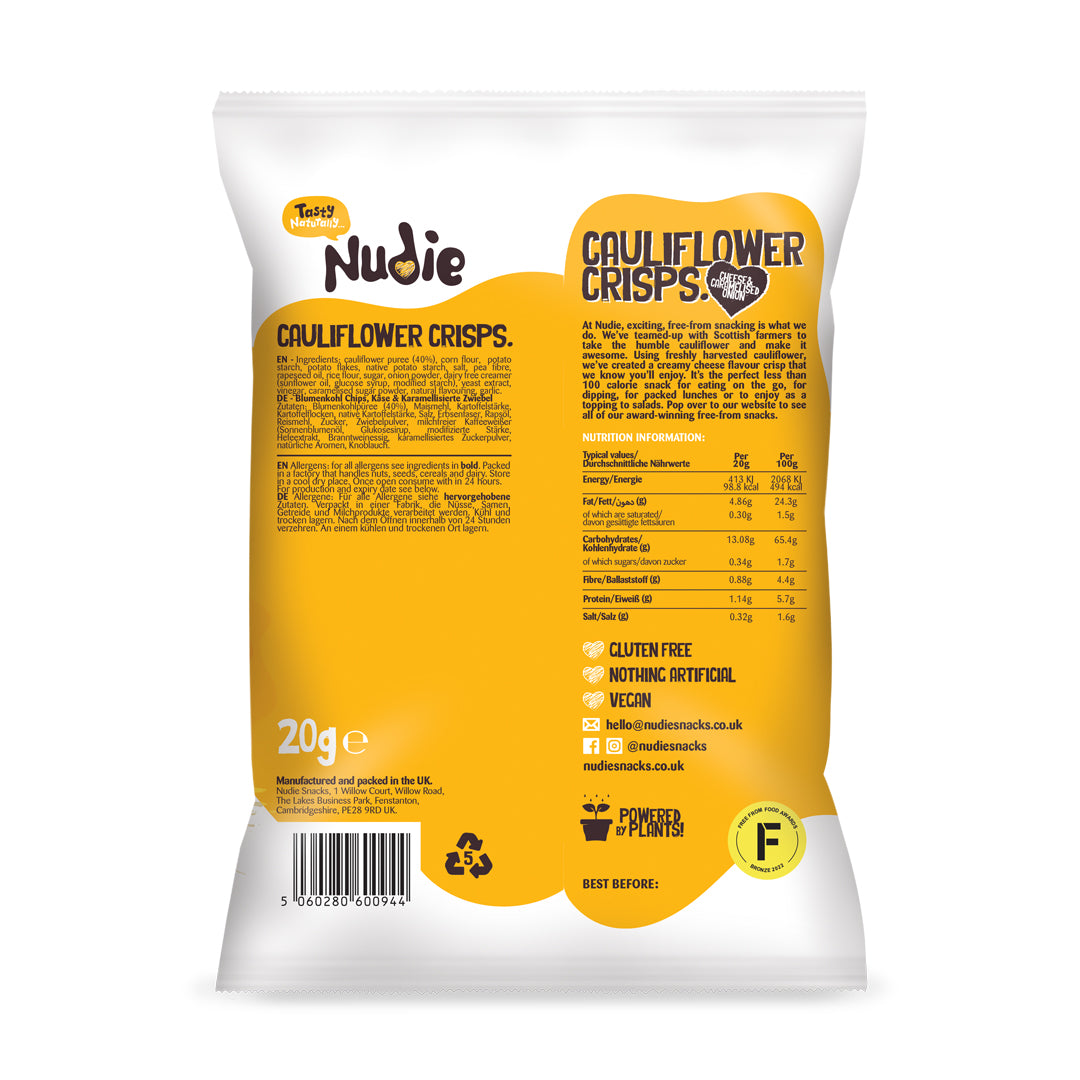 Nudie Snacks - Cauliflower Chips Vegan Cheese & Caramelised Onion